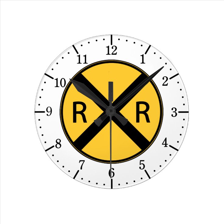 Road Sign Railroad Road Crossing Round Clock | Zazzle