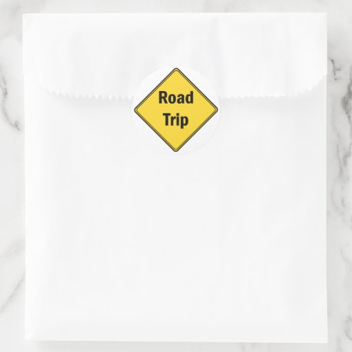 Road Sign- Road Trip Classic Round Sticker | Zazzle