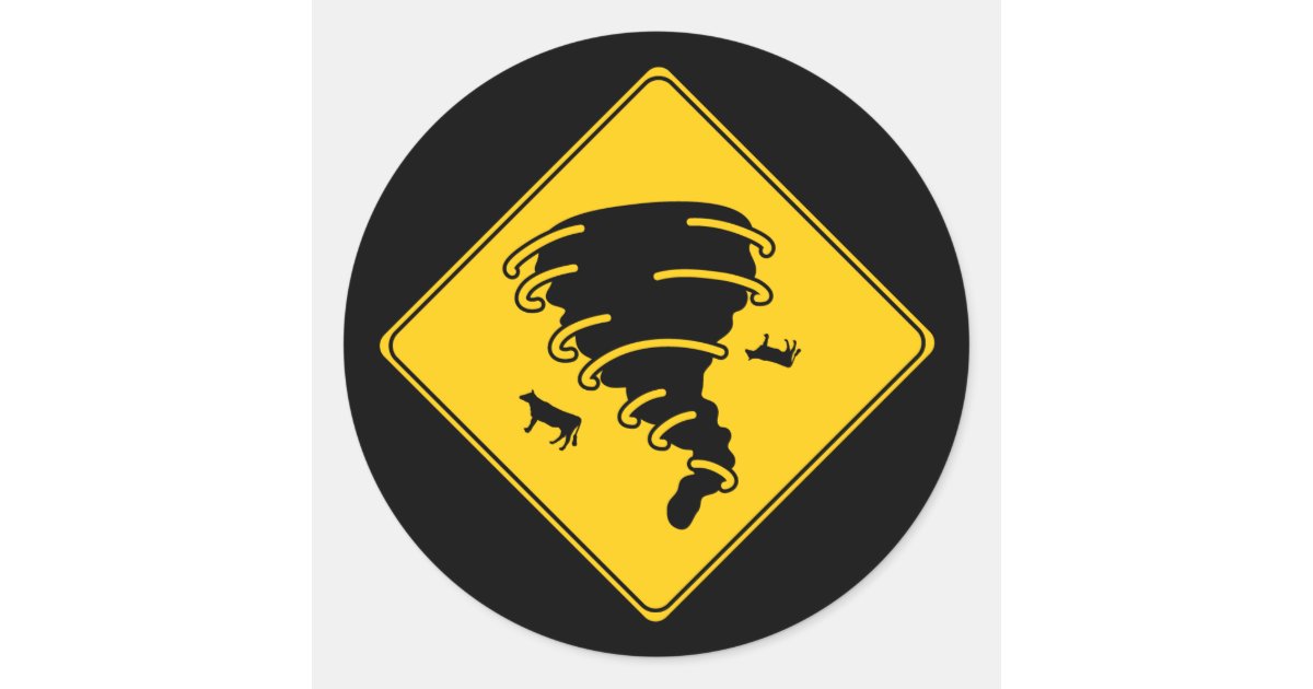 Road Sign- Tornado Classic Round Sticker | Zazzle