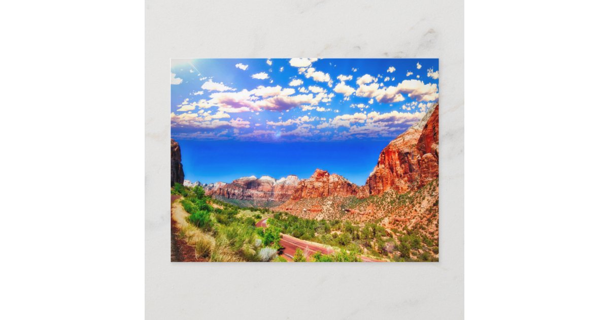 Road Through Zion National Park Postcard | Zazzle