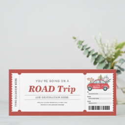 Road Trip Red Gift Ticket Trip Travel Voucher Invitation | Zazzle