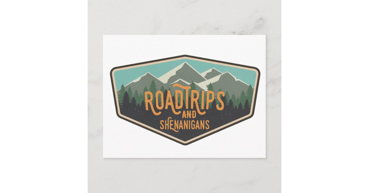 Road Trips & Shenanigans Outdoor Patch Postcard | Zazzle