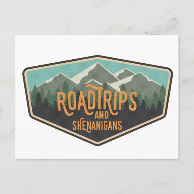 Road Trips & Shenanigans Outdoor Patch Postcard | Zazzle