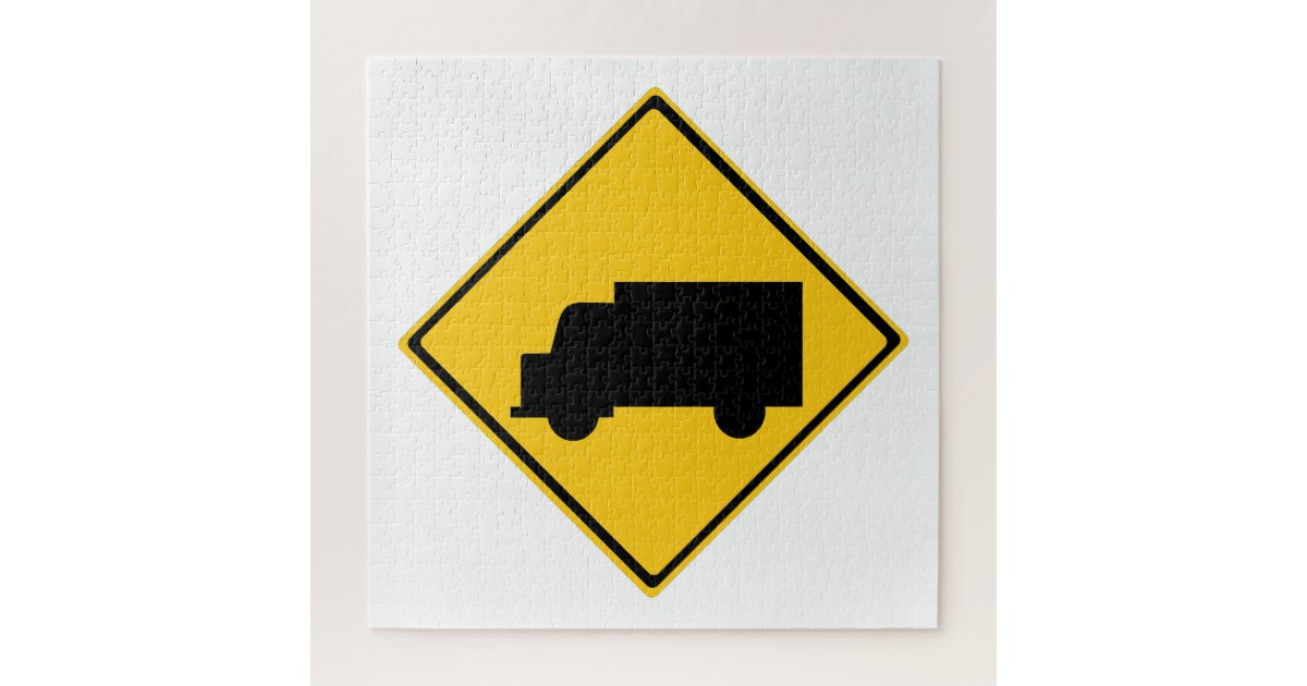 Road Truck Warning Sign Jigsaw Puzzle | Zazzle