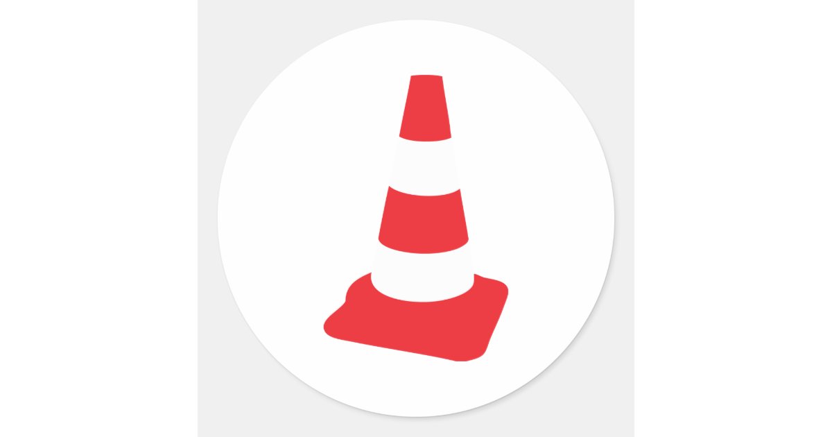 roadmarker traffic cone roadwork classic round sticker | Zazzle
