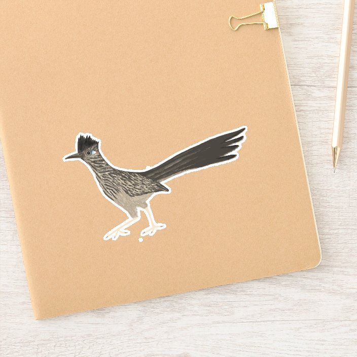 Roadrunner Bird Colored Pencil Art Sticker | Zazzle.com