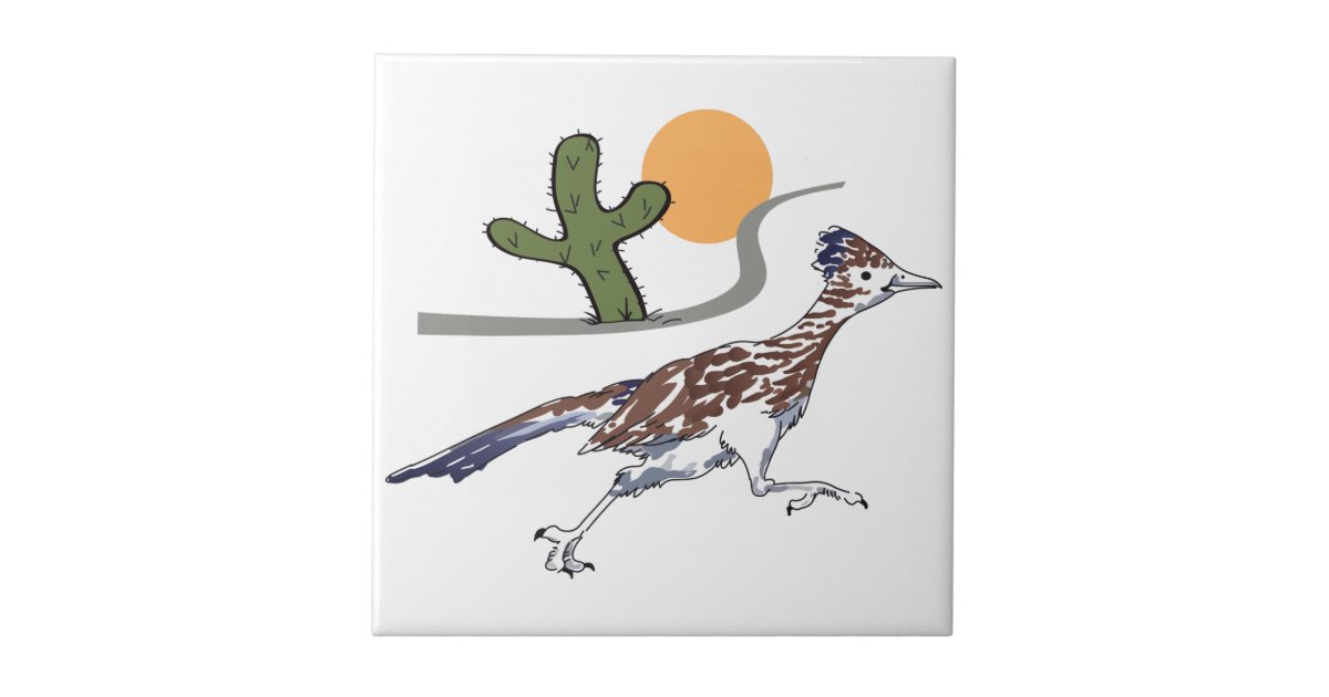 Roadrunner scene ceramic tile | Zazzle
