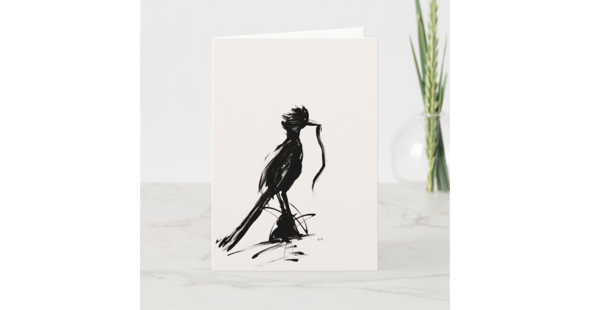 Roadrunner with snake greeting card | Zazzle