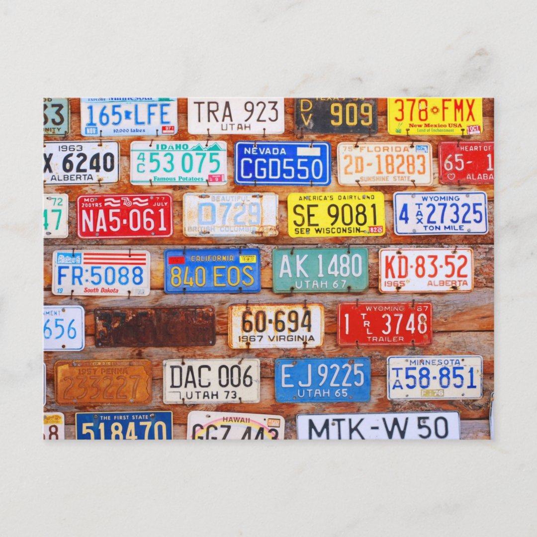 Roadtrip License Plate Postcard | Zazzle