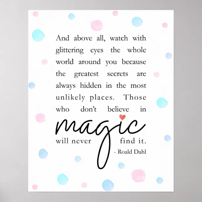 Roald Dahl Quote Poster | Zazzle
