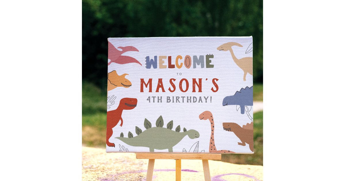 Roar! Dinosaurs Boy Birthday Party Welcome Sign | Zazzle