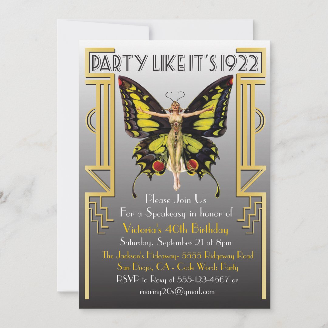 Roaring 20's Art Deco Flapper Party Invitation | Zazzle