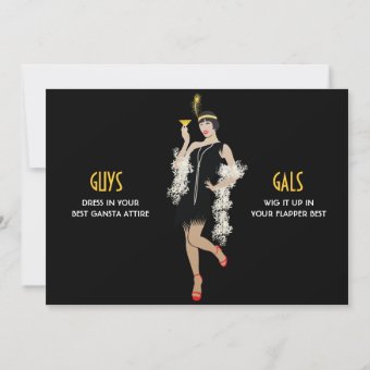 Roaring 20's Flapper Girl Retro Invitations | Zazzle