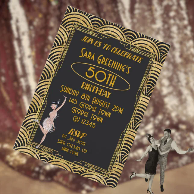 Roaring 20's Flapper Twenties Gatsby Art Deco Invitation | Zazzle