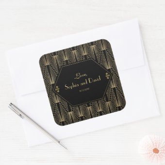 Roaring 20s Great Gatsby 1920s Art Deco Wedding Square Sticker | Zazzle