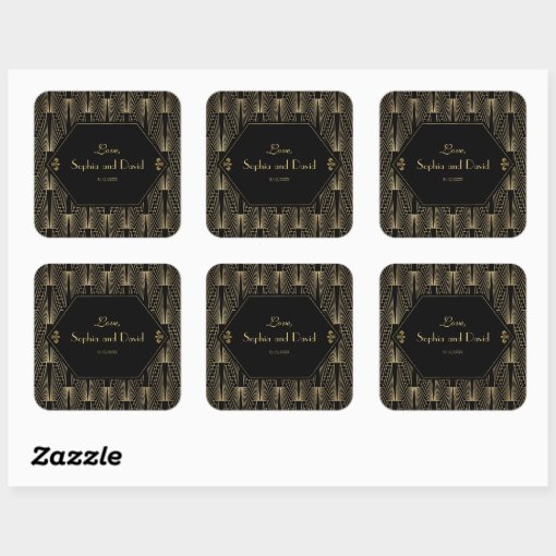 Roaring 20s Great Gatsby 1920s Art Deco Wedding Square Sticker | Zazzle