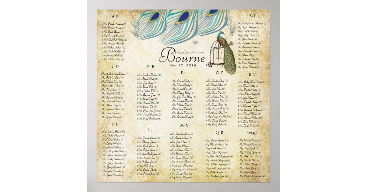 Roaring 20's Seating Chart 12 Tables | Zazzle