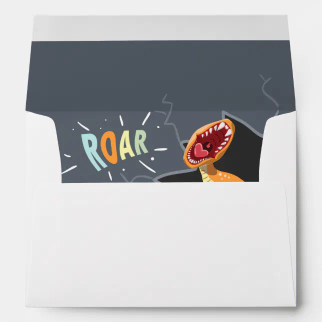 Roaring Dinosaur Baby Shower Dino Envelope Boy | Zazzle