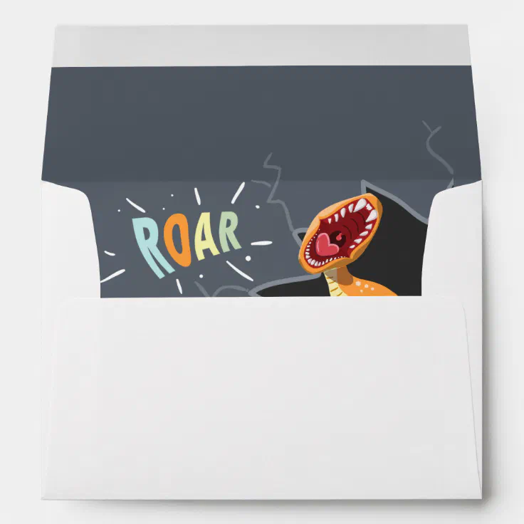 Roaring Dinosaur Baby Shower Dino Envelope Boy | Zazzle