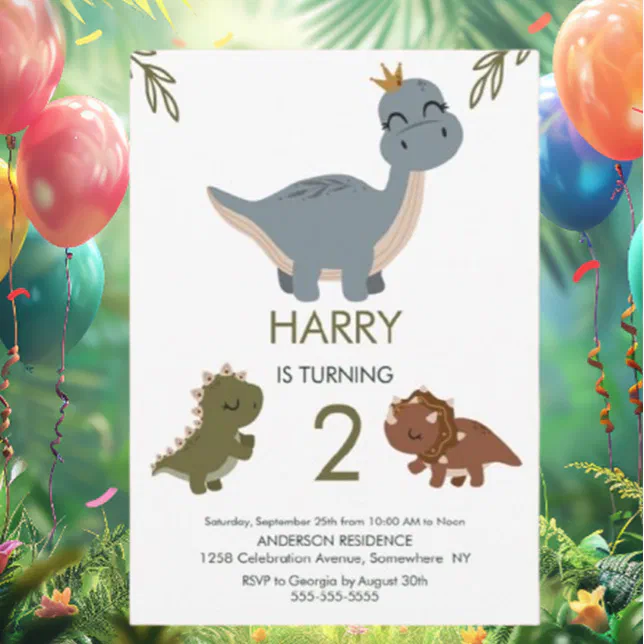 Roaring Good Time Boho Dinosaur Theme Invitation | Zazzle