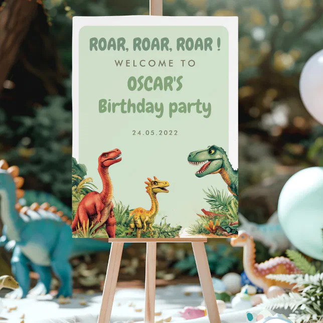 Roaring Good Time Dinosaur Party Foam Board | Zazzle