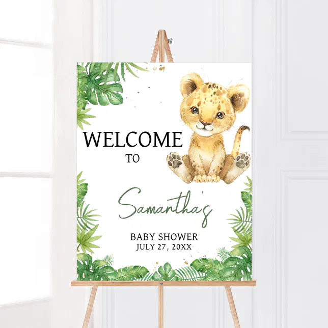 Roaring Lion Baby Shower Welcome Poster | Zazzle