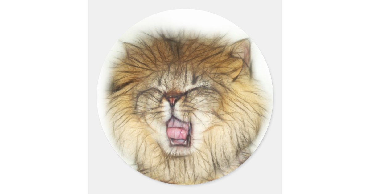 Roaring lion kitten classic round sticker | Zazzle
