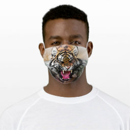 Roaring Tiger Adult Cloth Face Mask | Zazzle