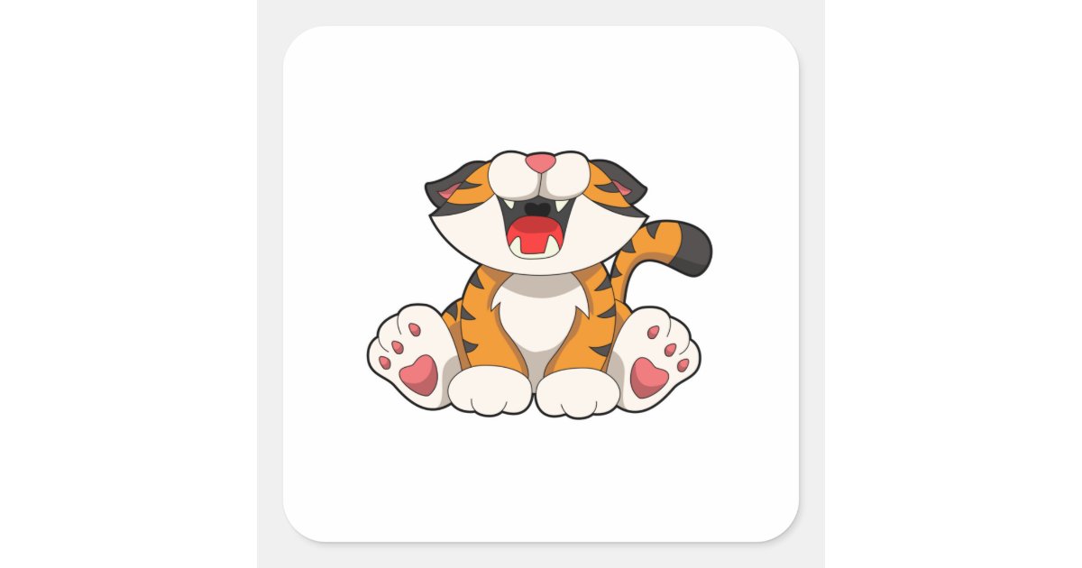 Roaring tiger square sticker | Zazzle