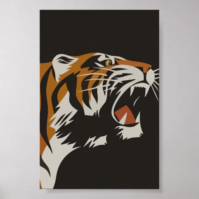 Roaring Tiger Vintage Animal Poster | Zazzle