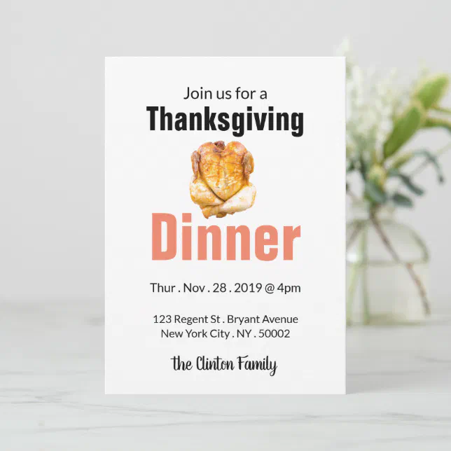Roast Turkey, Thanksgiving Dinner Invitation | Zazzle