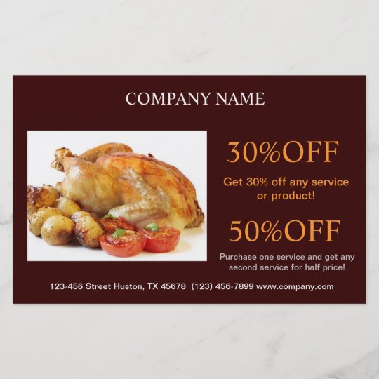 Roasted chicken deli shop diner catering flyer | Zazzle.com