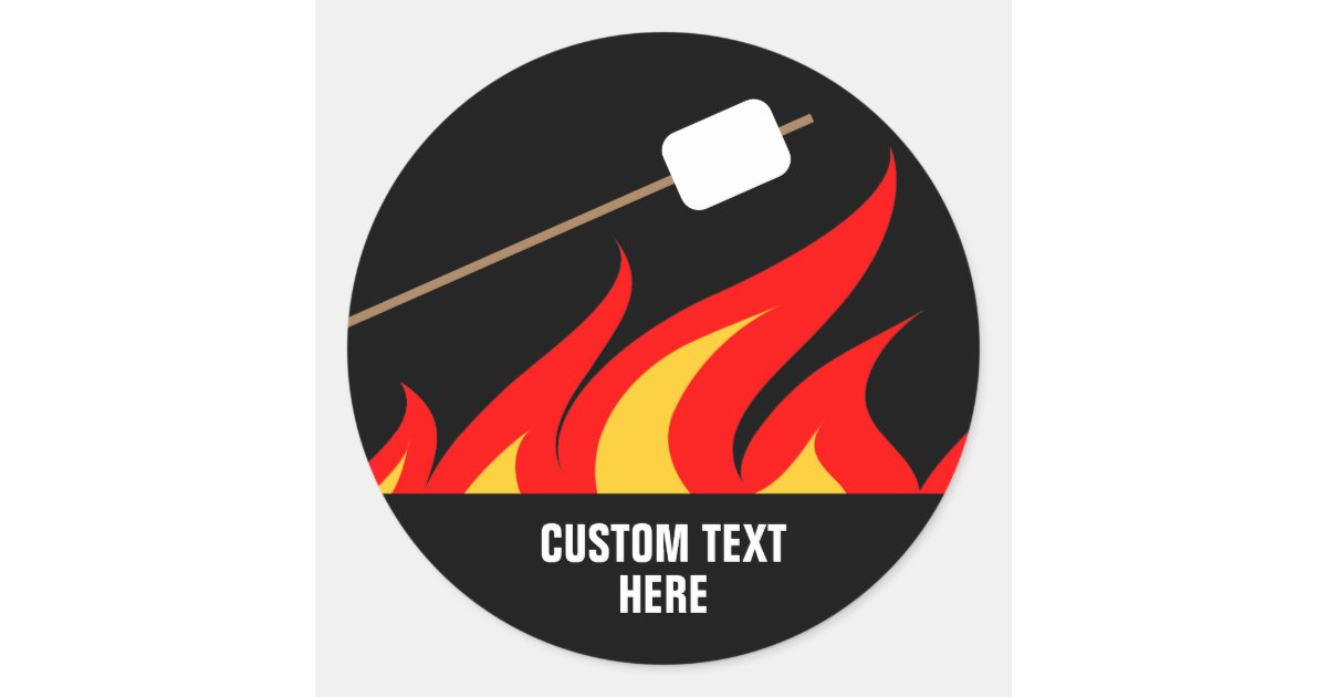 Roasting marshmallow stick on bonfire custom classic round sticker | Zazzle