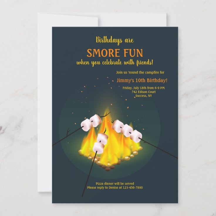 Roasting Marshmallows Birthday Party Invitation | Zazzle