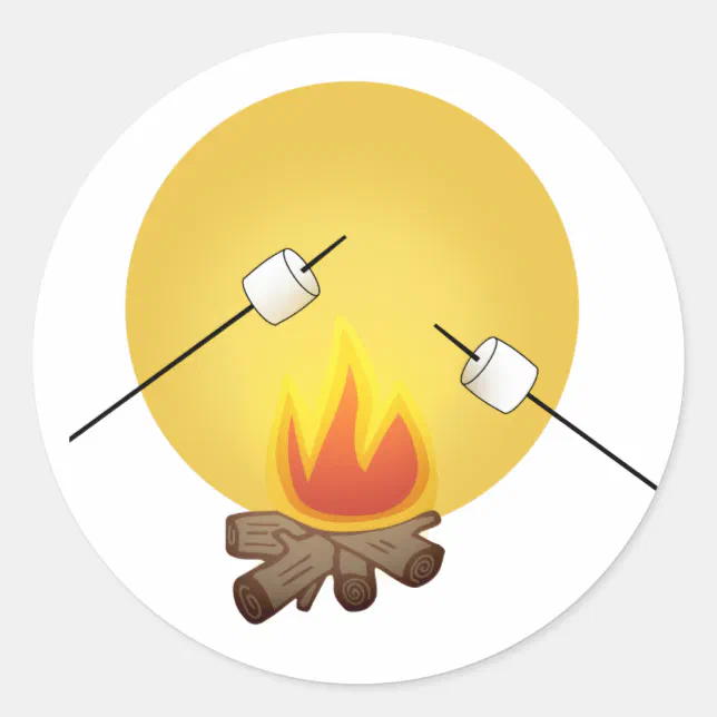 Roasting Marshmallows over Campfire Classic Round Sticker | Zazzle