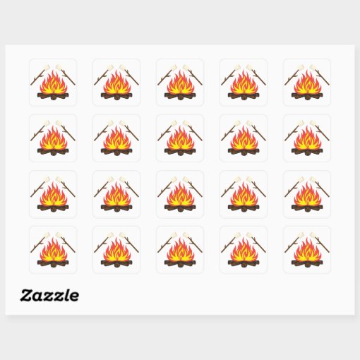 Roasting Marshmallows Square Sticker | Zazzle