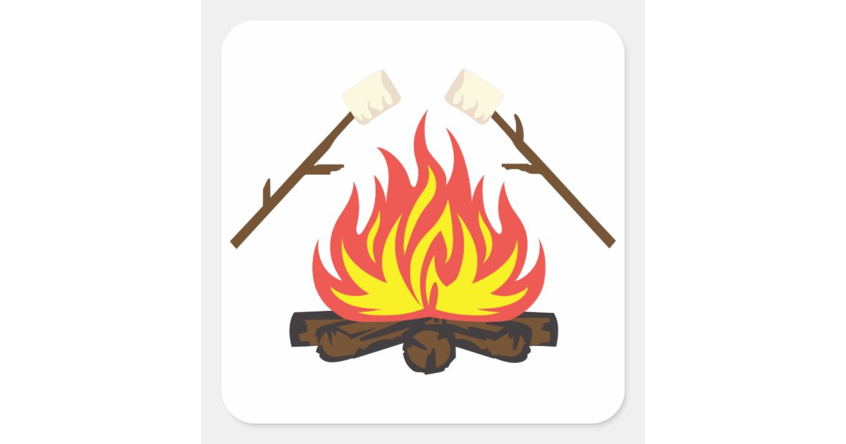 Roasting Marshmallows Square Sticker | Zazzle