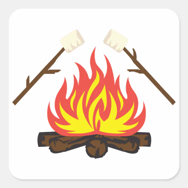 Roasting Marshmallows Square Sticker | Zazzle