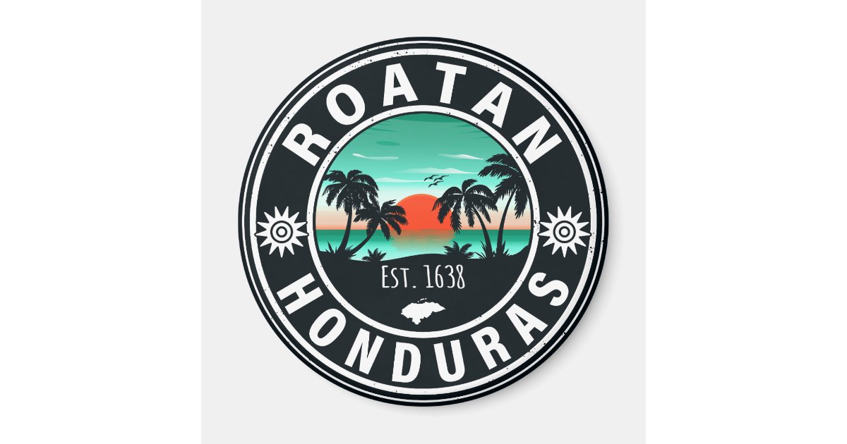Roatán Honduras Island Retro Sunset Souvenirs 80s Magnet | Zazzle