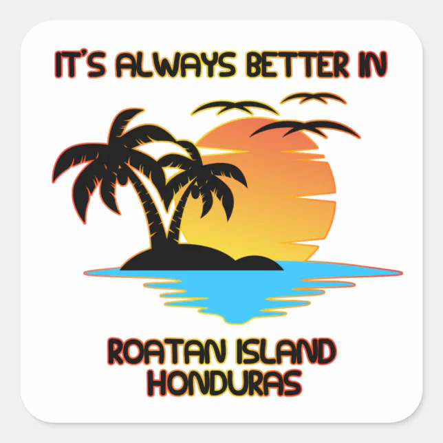 Roatan Island Caribbean Tropical Beach Honduras Square Sticker | Zazzle