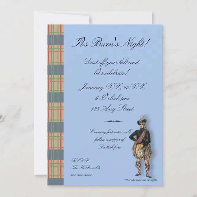 Robbie Burns Burn's Night Invitation | Zazzle