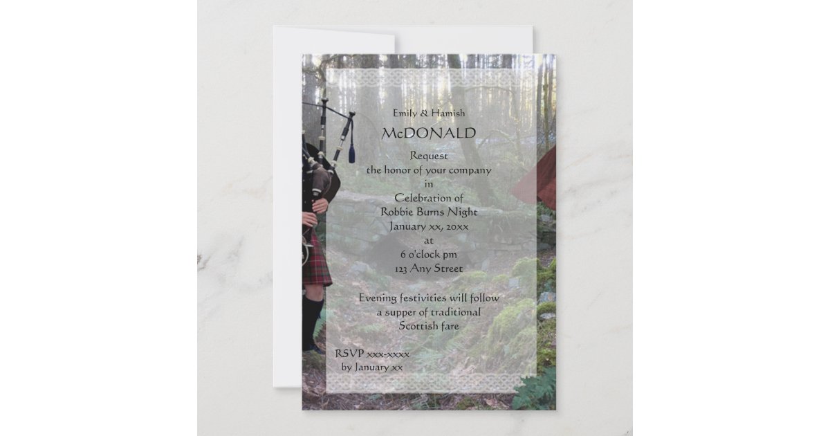 Robbie Burns Piper Invitation | Zazzle