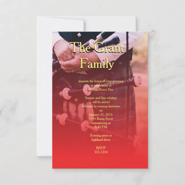 Robbie Burns Scotland Sentimental Party Invitation | Zazzle