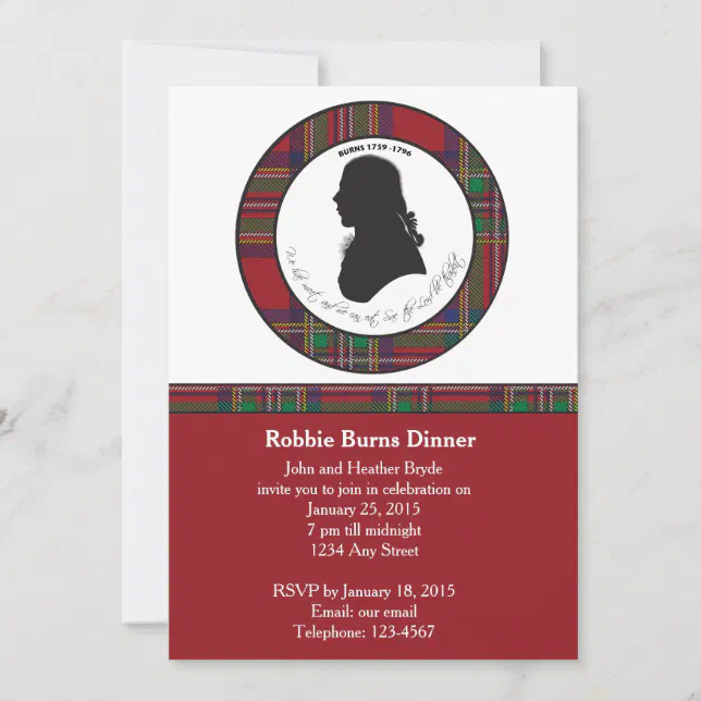 Robbie Burns Silhouette Invitation | Zazzle