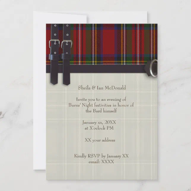 Robbie Burns Traditional Invitation | Zazzle