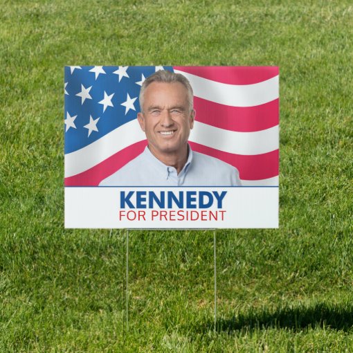 Robert F Kennedy JR 2024 - with flag background Sign | Zazzle