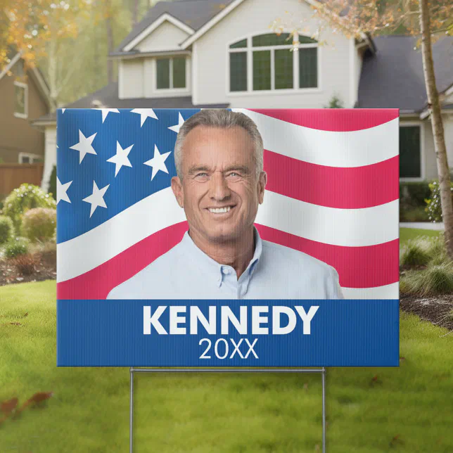 Robert F Kennedy JR 2024 - with flag background Sign | Zazzle