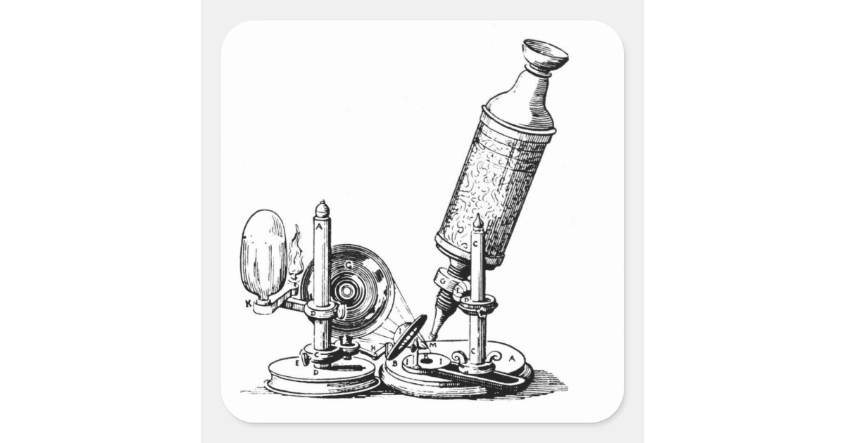 Robert Hooke's Microscope Square Sticker | Zazzle