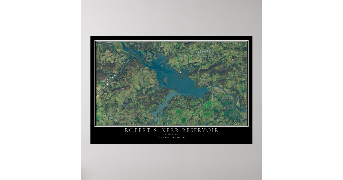 Robert S. Kerr Lake Oklahoma Satellite Poster Map | Zazzle
