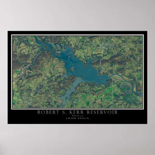 Robert S. Kerr Lake Oklahoma Satellite Poster Map | Zazzle